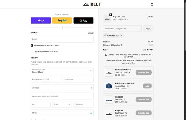 Reef Promo Codes (5 Verified) - 25% Off Sitewide Oct 2025
