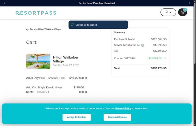 ResortPass Promo Codes - $20 Off Coupons May 2025