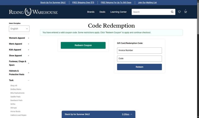Riding Warehouse Promo Codes - $20 Off Jun 2025