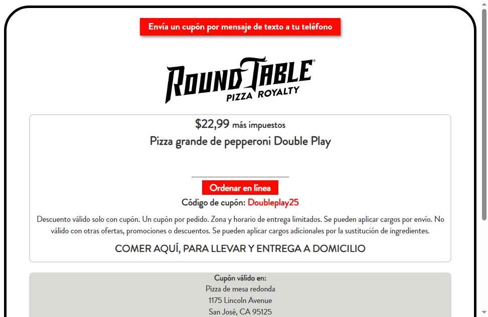 Round Table Pizza Promo Code - $10 Off January 2026