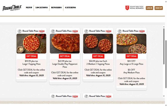 Round Table Pizza Promo Codes - 50% Off Aug 2025