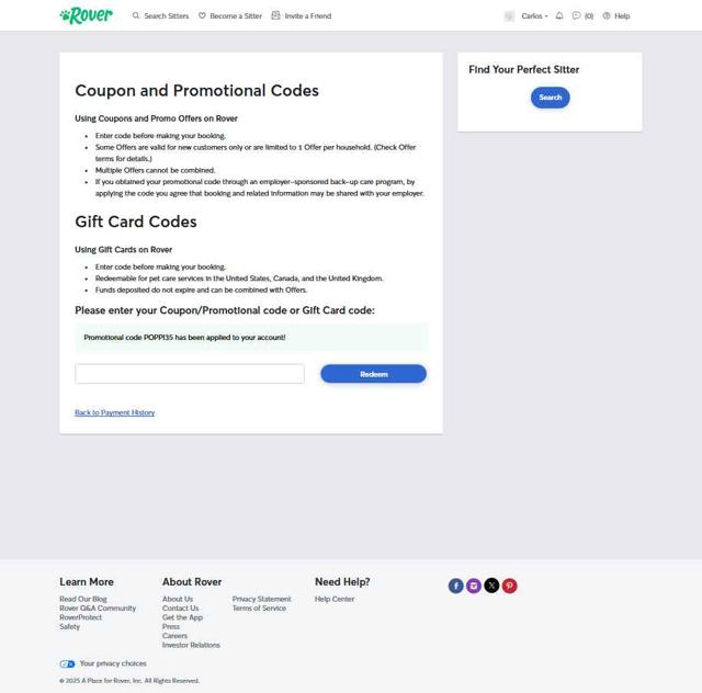 Rover Promo Codes (3 Verified) - $20 Off w/Code Oct 2025