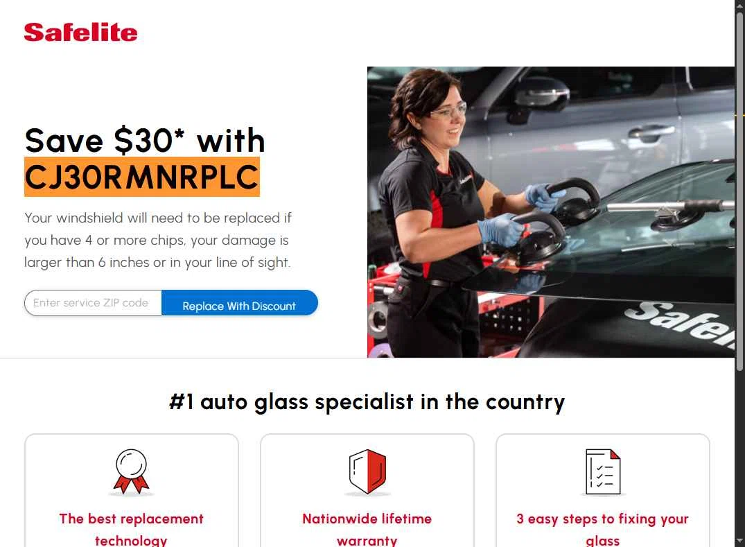 Safelite Promo Codes - $10 Off (4 Verified) Dec 2025