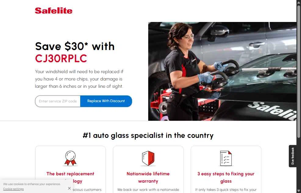 Safelite Promo Codes - $10 Off (4 Verified) Dec 2025