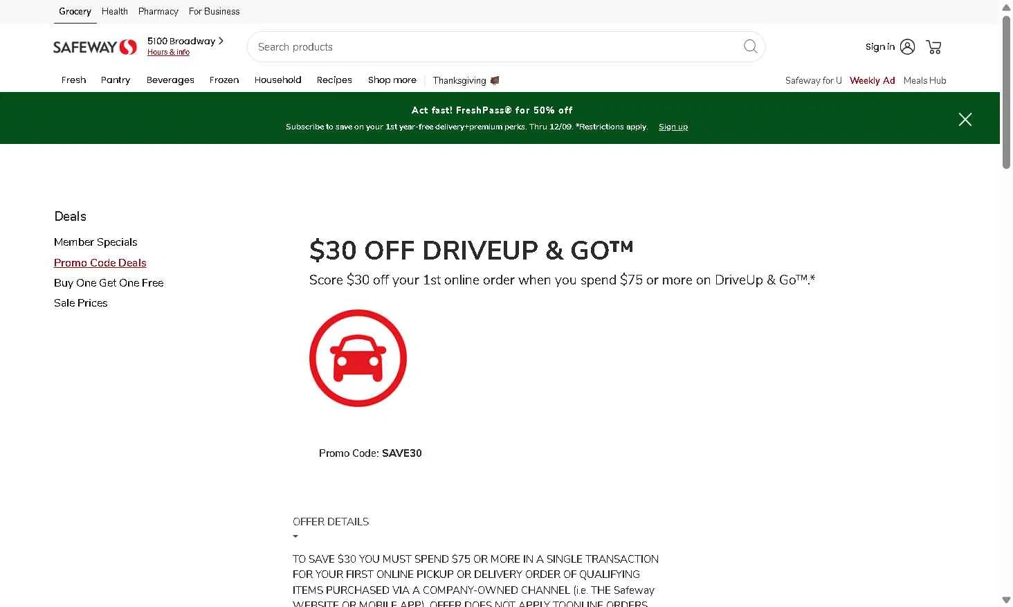 Safeway Promo Codes - $30 Off (1 Verified) Jan 2026