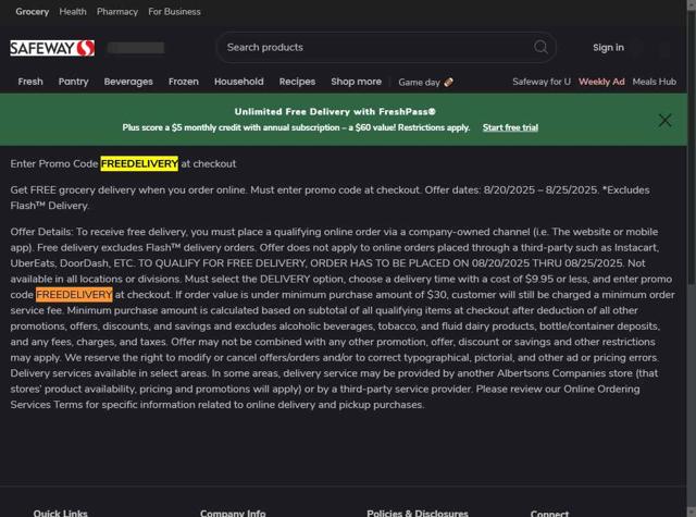 Safeway Discount Codes - $30 Off (3 Verified) Oct 2025
