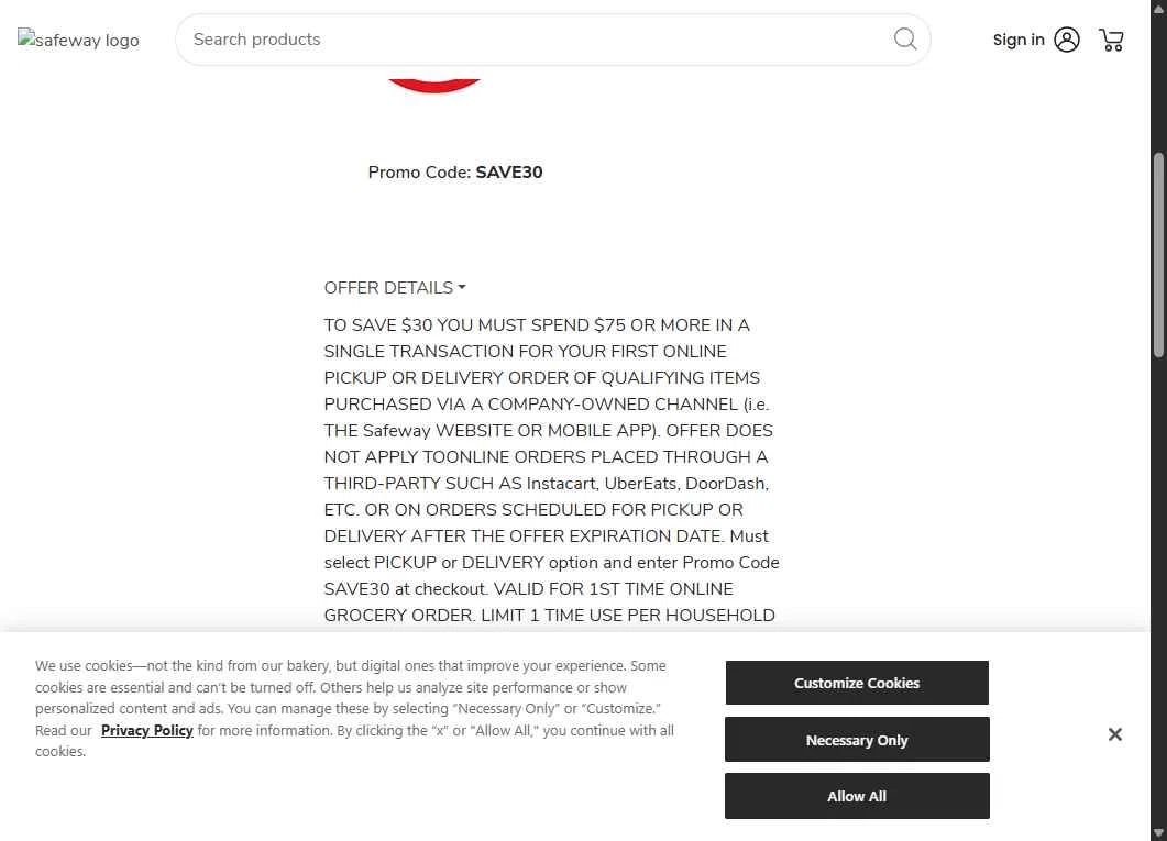 Safeway Promo Codes - $30 Off (3 Verified) Nov 2025