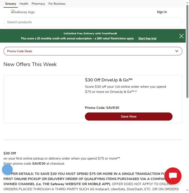 Safeway Discount Codes - $30 Off (3 Verified) Jul 2025