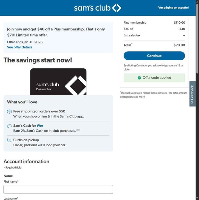 Sam's Club Promo Codes (5 Verified) - $50 Off Jul 2025