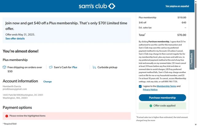 Sam's Club Promo Codes (4 Verified) - $40 Off Jun 2025