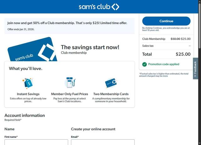 Sam's Club Promo Codes (4 Verified) - $40 Off Oct 2025