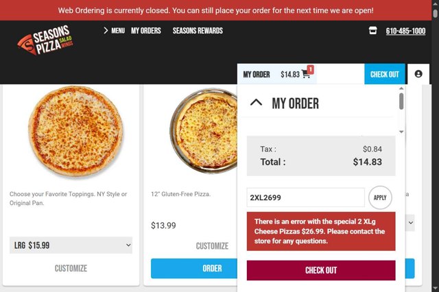 Seasons Pizza Promo Codes - $15 Off (Verified) Aug 2025