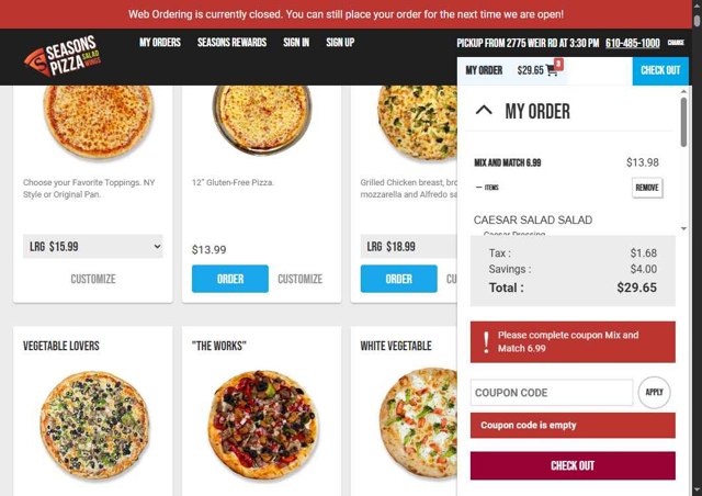 Seasons Pizza Promo Codes - $15 Off (Verified) Sep 2025