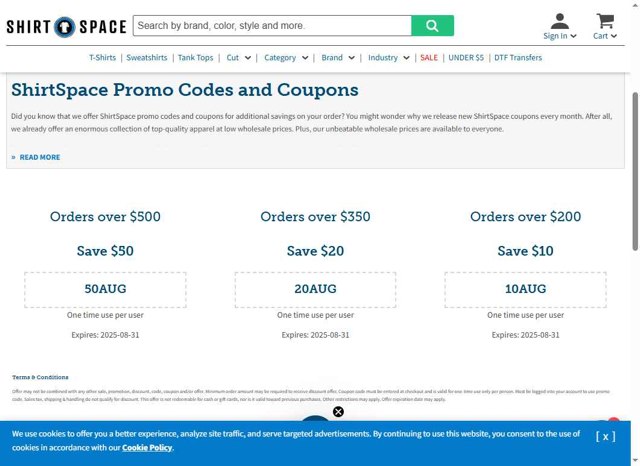 ShirtSpace.com Promo Codes - $50 Off Sep 2025
