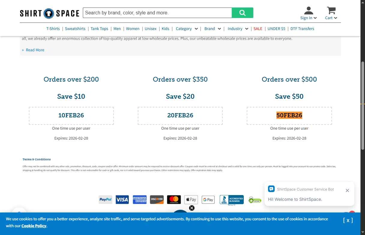 ShirtSpace.com Promo Code - $50 Off (8 Verified) Mar 2026