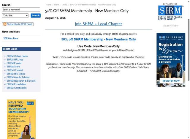 SHRM Discount Codes - 50% Off (1 Verified) Sep 2025