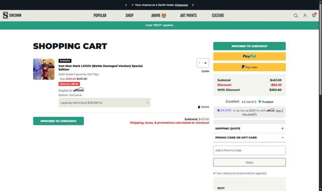 Sideshow Discount Codes - 20% Off (2 Verified) Oct 2025