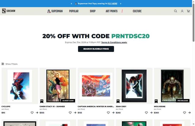 Sideshow Discount Codes - 20% Off (2 Verified) Aug 2025