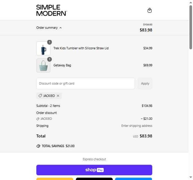 Simple Modern Promo Codes (1 Verified) - 20% Off Jul 2025