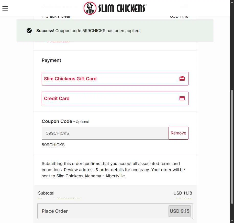 Slim Chickens w/Code Coupons & Discounts Dec 2025