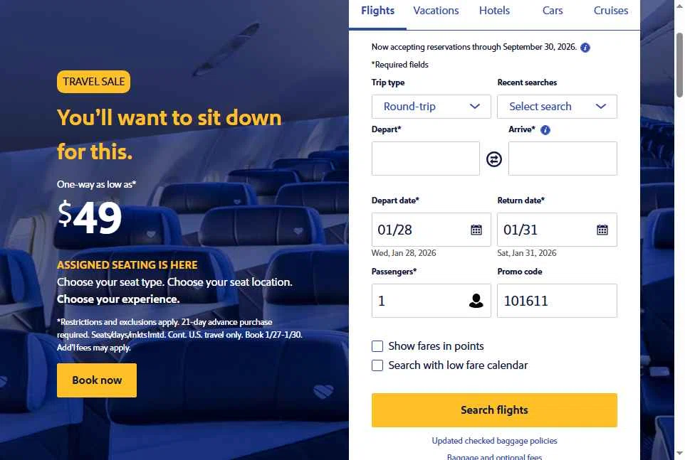 Southwest Airlines Promo Code - 15% Off Mar 2026