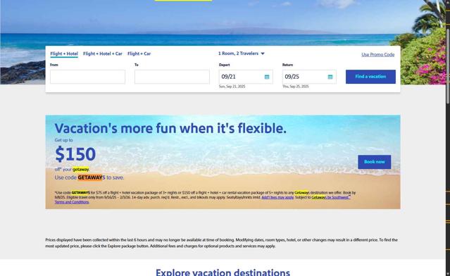Southwest Airlines Promo Codes - $150 Off Sep 2025