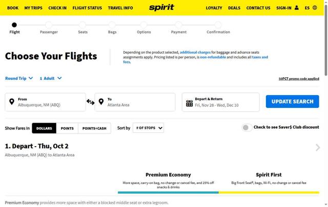 Spirit Airlines Promo Codes (2 Verified) - 10% Off Oct 2025