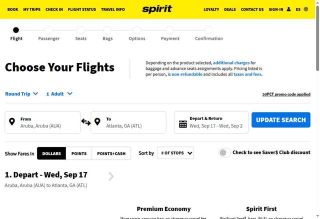 Spirit Airlines Promo Codes (2 Verified) - 10% Off Oct 2025