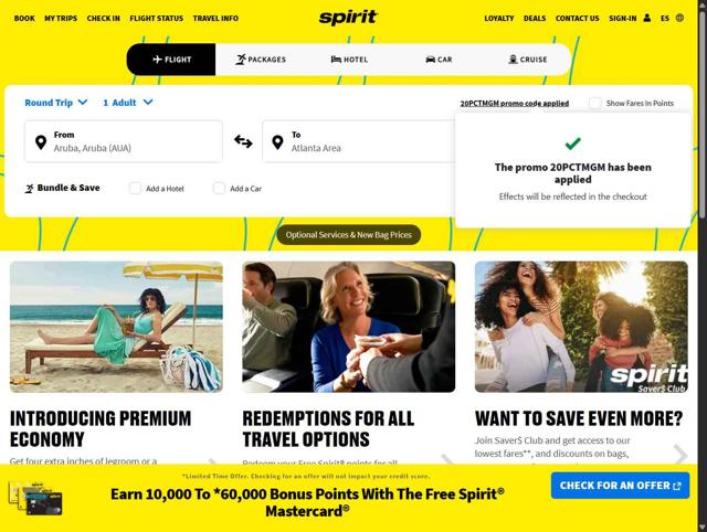 Spirit Airlines Promo Codes (2 Verified) - 10% Off Oct 2025