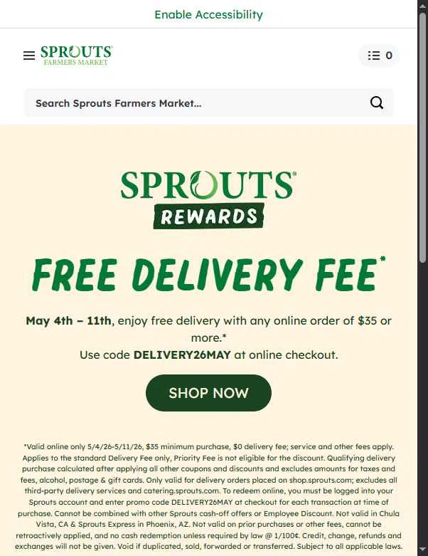 Sprouts Farmers Market Promo Codes - $20 Off May 2026