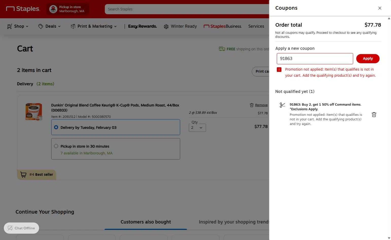 Staples Promo Codes - 40% Off (5 Verified) Feb 2026