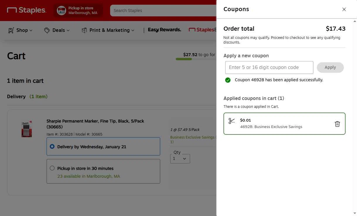 Staples Promo Codes - $15 Off (9 Verified) Jan 2026