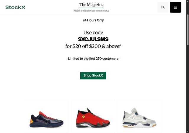 StockX Promo Codes (1 Verified) - $20 Off w/Code Jul 2025