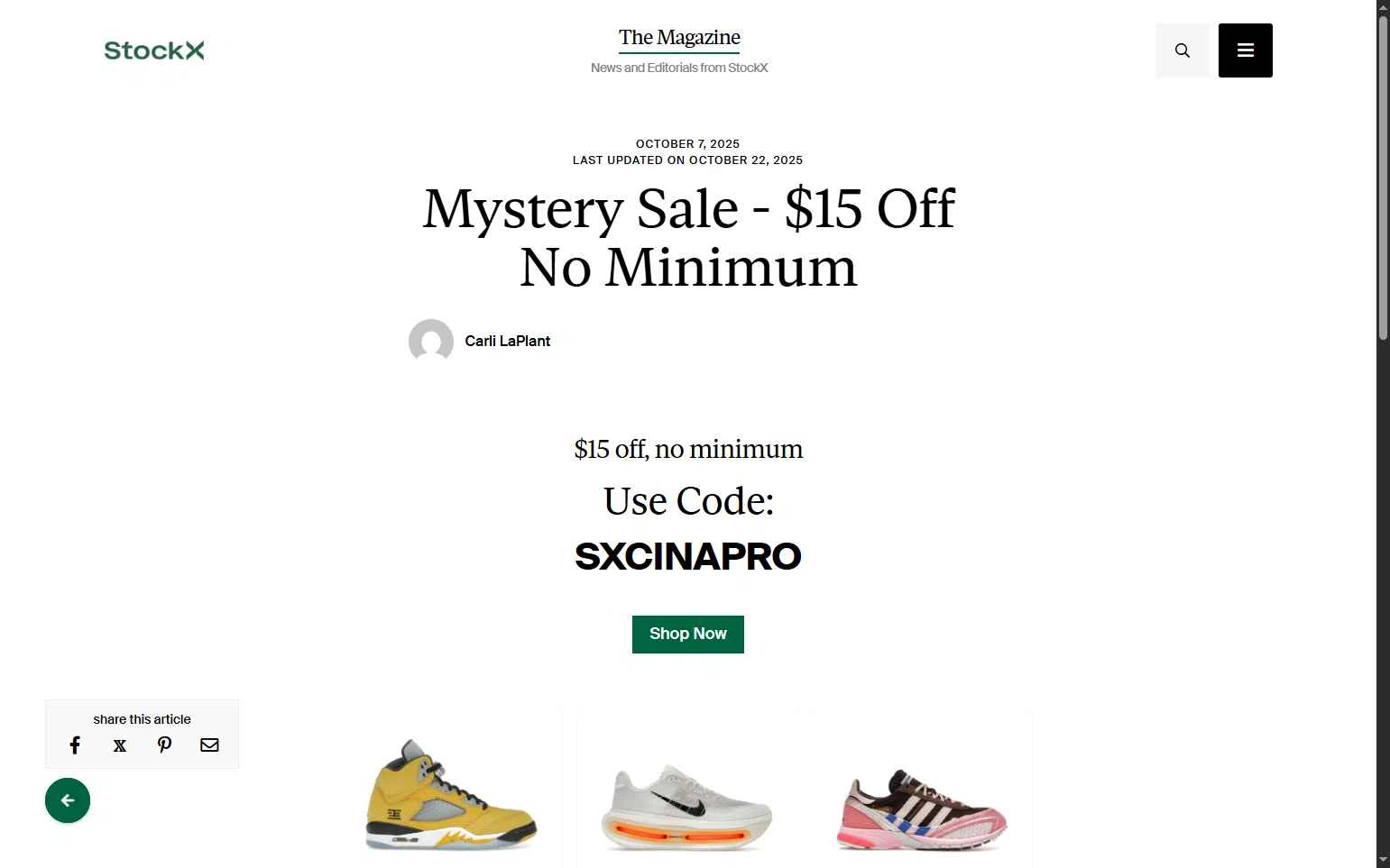 StockX Promo Codes - $10 Off (1 Verified) Nov 2025