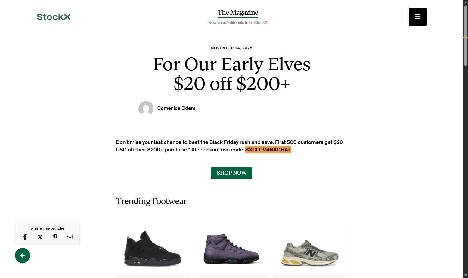 StockX Promo Codes - $10 Off (2 Verified) Dec 2025