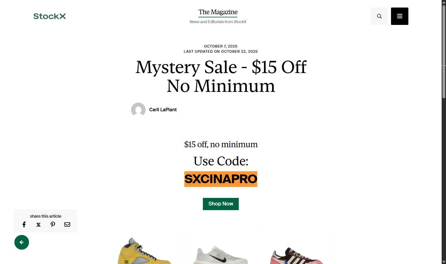 StockX Promo Codes - $10 Off (1 Verified) Nov 2025