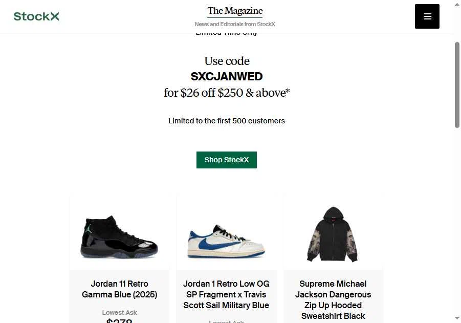 StockX Promo Codes - $15 Off (2 Verified) Apr 2026