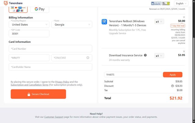 Tenorshare Promo Codes (8 Verified) - 60% Off Sep 2025