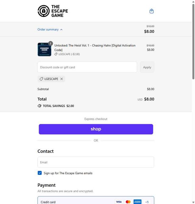 The Escape Game Promo Codes (1 Verified) - 20% Off Oct 2025