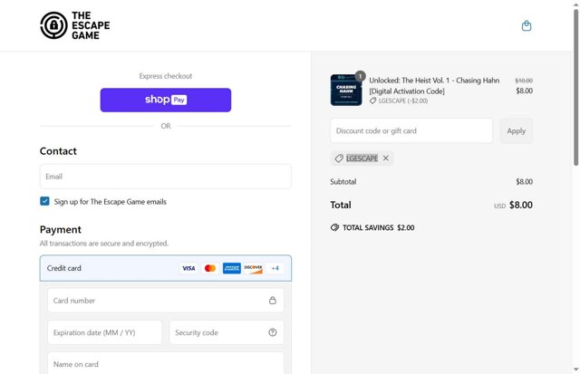 The Escape Game Promo Codes (1 Verified) - 20% Off Jul 2025