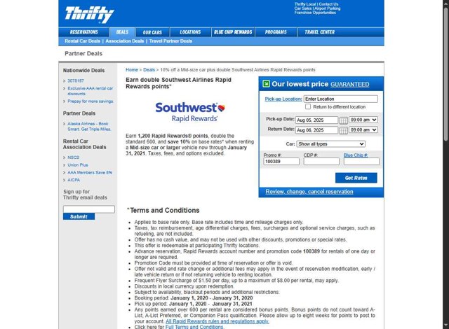 Thrifty Rental Car Promo Codes - 15% Off Aug 2025