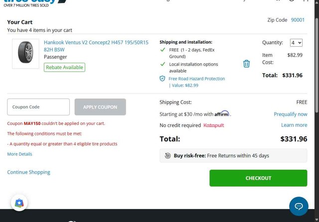 Tires Easy Promo Codes (7 Verified) - $25 Off Jun 2025