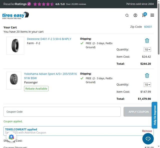 Tires Easy Promo Codes (9 Verified) - $25 Off Jul 2025