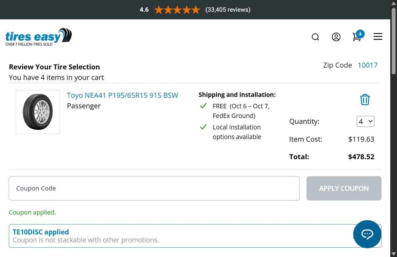 Tires Easy Promo Codes - $30 Off (1 Verified) Dec 2025