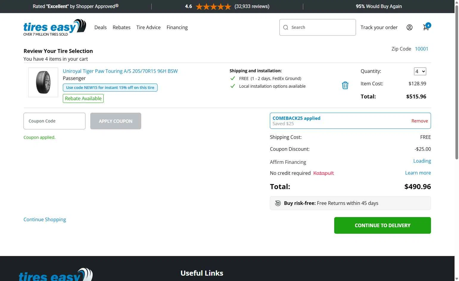 Tires Easy Promo Codes (1 Verified) - $30 Off Oct 2025