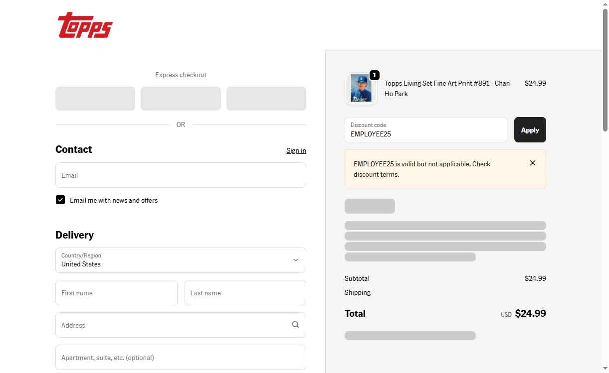 Topps Promo Codes - 25% Off (1 Verified) Dec 2025