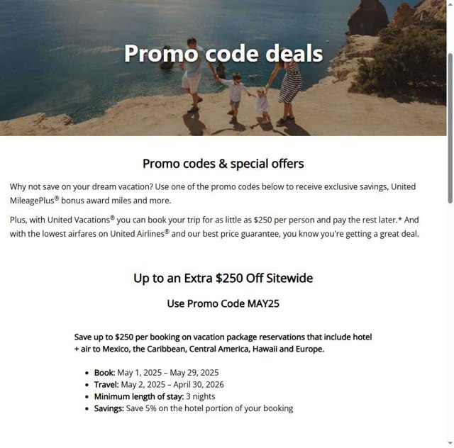United Airlines Promo Codes (3 Verified) - $250 Off May 2025