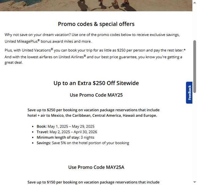 United Airlines Promo Codes (4 Verified) - $250 Off May 2025