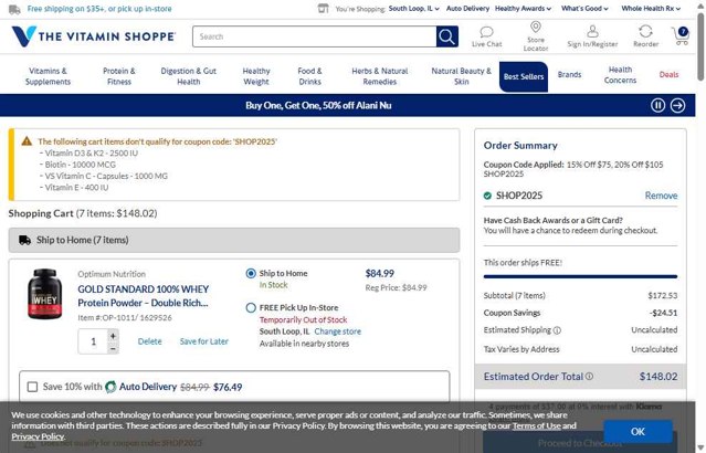 The Vitamin Shoppe Promo Codes - 25% Off Jul 2025