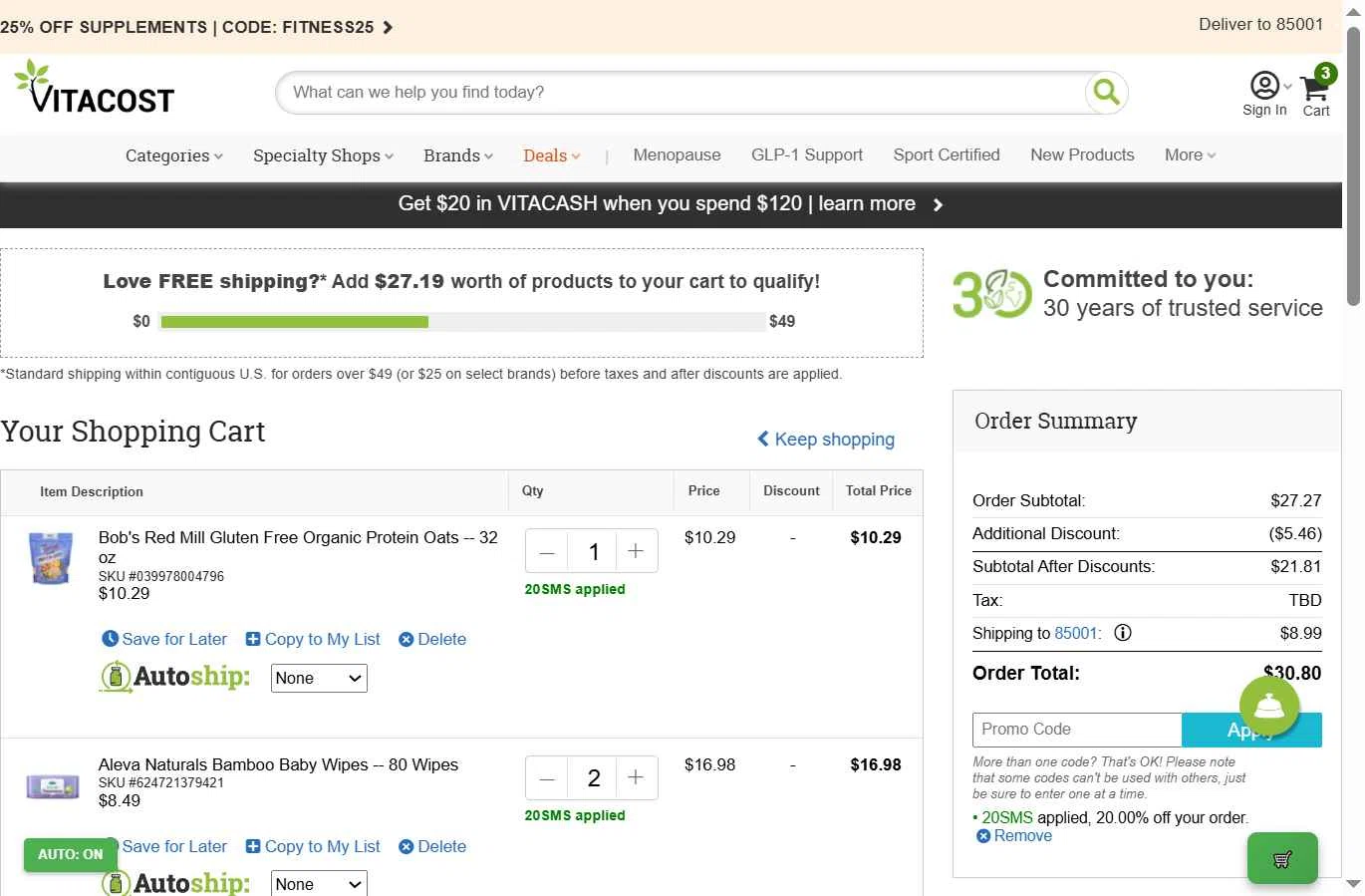 Vitacost Promo Codes - 20% Off (15 Verified) Jan 2026